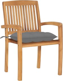 Zahradní židle 2 ks šedé podušky masivní teak 3063268