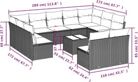 12dílná zahradní sedací souprava s polštáři hnědá polyratan 3218364