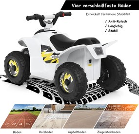 Costway 6 V baterie Quad Mini Quad pro batolata – 73 × 40 × 44,5 cm, bílý