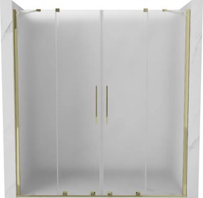 Mexen Velar Duo, posuvné sprchové dveře do otvoru 170 cm, 8mm sklo námraza, zlatá lesklá, 871-170-000-32-50