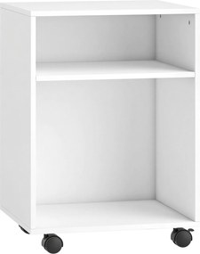 HOMCOM stojan na tiskárnu s 2 otevřenými policemi a aretovatelnými kolečky — organizér pro tiskárnu, fax, skener — 40 × 35 × 56 cm, bílý