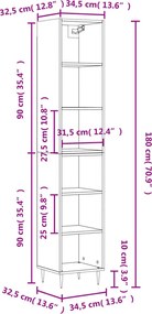 vidaXL Skříň highboard 34,5x32,5x180 cm kompozit [3189806] Barva: Bílá
