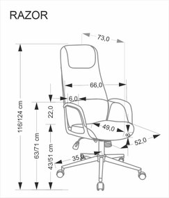 Kancelářská židle RAZOR ekokůže šedá