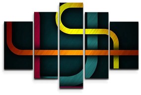 Sablio Obraz - 5-dílný Barevné klikyháky - 125x90 cm