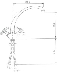 Reitano Rubinetteria Reitano Rubinetteria, ANTEA stojánková dřezová baterie s vysokou hubicí, výška 265mm, chrom/zlato, 3112