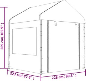 vidaXL Altán se střechou bílý 17,84 x 2,28 x 2,69 m polyethylen [3155484]