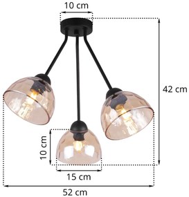 Stropní svítidlo Venice, 3x medové skleněné stínítko