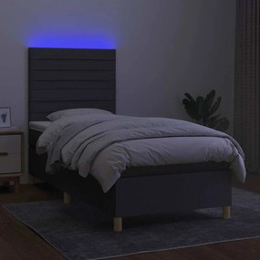 Box spring postel s matrací a LED tmavě šedá 90x200 cm textil 3135486
