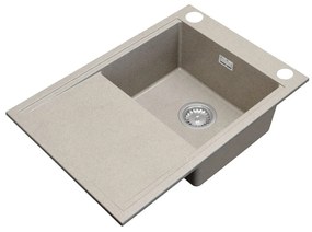 Gamma Design 7050, 1-komorový granitový dřez 700x480x205 mm, béžová, GMA-ZLE000126