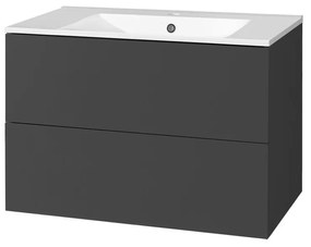 Mereo Mereo, Aira, koupelnová skříňka s keramickým umyvadlem 81 cm, bílá, dub, šedá, CN751