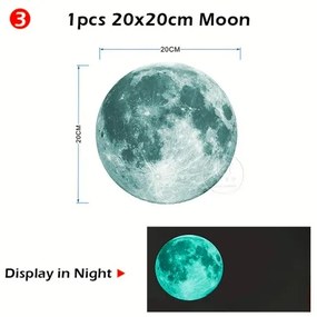 Samolepky na zeď - svítící zelené nebo modré hvězdy a měsíc Varianta: 3 - 20cm zelený měsíc