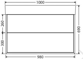 INTEDOOR Oxo Multi skříňka s umyvadlem, 2 zásuvky, OXO MULTI 100D 2Z Povrch: 0018 AP DIVARO MAT