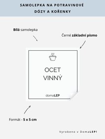 Samolepka na láhev OCET VINNÝ – bílá, 5 x 5 cm, základní písmo