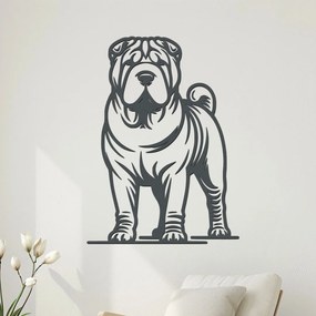 dřevo života Dřevěný obraz psa SHAR PEI Zvolte rozměr (cm): 29x40, Zvolte barvu dekoru: Antracitová