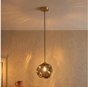 Lustr na lanku CRISTAL 1xE14/15W/230V mosaz/kouřová černá