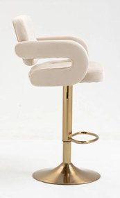 Barová židle STOCKHOLM na zlaté podstavě - krémový velur