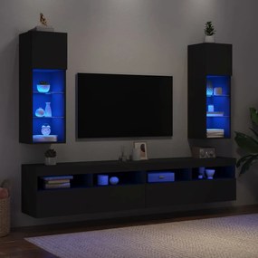 TV skříňky s LED osvětlením 2 ks černé 30,5 x 30 x 90 cm