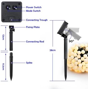 Brilagi - LED Solární dekorační řetěz BUBBLE 200xLED/8 fcí 20m IP65 teplá bílá