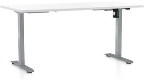 Výškově nastavitelný stůl OfficeTech A, 160 x 80 cm, šedá podnož, bílá