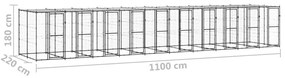 vidaXL Venkovní psí kotec se střechou ocel 24,2 m²