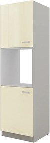 KARMEN | vysoká skříňka 60 DP-210 2F na vestavnou troubu | 60 cm | světle šedá/krémová lesk