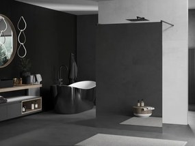 Mexen Kioto, sprchová zástěna Walk-In 120 x 200 cm, 8mm sklo vzor zrcadlo, grafitový profil, 800-120-002-66-50