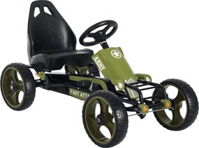 HOMCOM Dětské Pedálové Auto Go Kart s Ruční Brzdou, Kettcar s Nastavitelným Sedadlem pro Děti od 3 Let, Zelené 105 x 54 x 61cm | Aosom