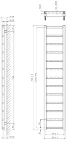 Sapho - Koupelnový radiátor METRO LIGHT 276W/230V 30x150 cm lesklý chrom