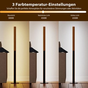 Costway Bambusová stojací lampa stmívatelná LED rohová lampa s nožním spínačem