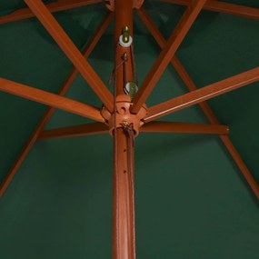 Slunečník s dřevěnou tyčí, 200x300 cm, zelená - Default Title
