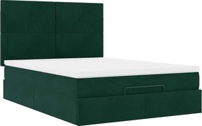 Osmanský rám postele s matracemi tmavě zelená 140x190cm samet 3313400