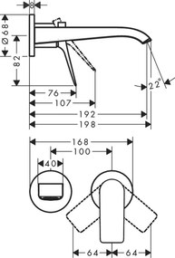 Hansgrohe Vivenis, umyvadlová baterie pod omítku, 2-otvorová instalace, EcoSmart, černá matná, 75050670