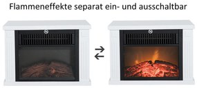 HOMCOM 1200W elektrický krb s efektem plamene v bílé barvě, elektrický krb pro útulnou atmosféru