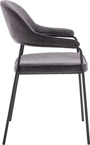 Tmavě šedá jídelní židle s područkami Kindersley – Unique Furniture