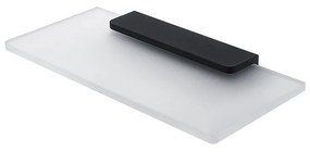 Polička do koupelny na mobil a drobnosti skleněná, sklo bílé extra čiré matné, černý úchyt, 20 cm NIMCO Maya černá MAC 29091B-20-90