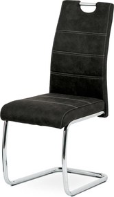 Autronic Jídelní židle, potah černá látka COWBOY v dekoru vintage kůže, kovová pohupová c HC-483 BK3
