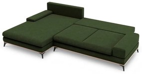 Lahvově zelená rozkládací rohová pohovka Windsor &amp; Co Sofas Planet, levý roh