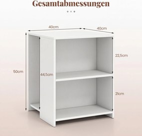 Costway Dřevěný odkládací stolek. Čtvercový s 3 otevřenými úložnými přihrádkami.
