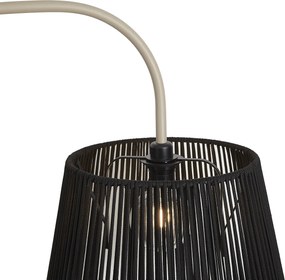 Japandi venkovní stojací lampa béžová s černým lanovým stínidlem IP44 - Arc Jayla