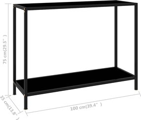 Konzolový stolek černý 100 x 35 x 75 cm tvrzené sklo 322836