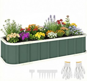 Outsunny ocelový vyvýšený záhon s click-lockem a zahnutými hranami — 136 × 52 × 31 cm — světle zelený | Aosom