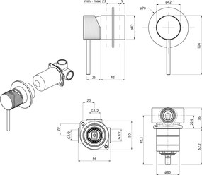 Sapho Ultrasan sprchová baterie podomítková 1 výstup černá matná chrom UT041VBC