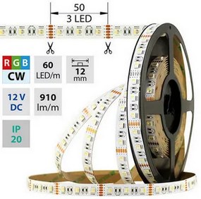 LED pásek McLED 12V RGBW CW studená bílá 12mm IP20 19,2W/m ML-123.634.60.0 (5m)