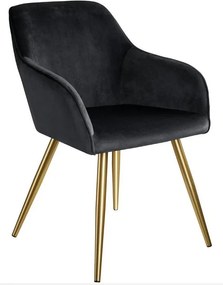 tectake 403654 židle marilyn sametový vzhled zlatá - černá/zlatá