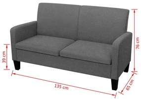 vidaXL Marketos 2místná sedačka 135 x 65 x 76 cm tmavě šedá