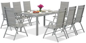 Polywood Verona hliníkový zahradní set pro 8 osob Garden Point světle šedý