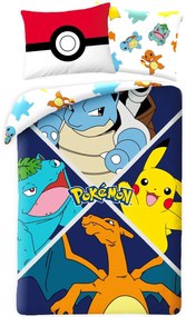 Halantex Povlečení z mikrovlákna 140x200 + 70x90 cm - Pokémon Charizard, Venusaur, Blastoise a Pikachu