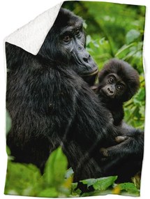 IMPAR Fleecová deka Gorila a mládě 150x120 cm (Rozměr : 150 x 120 cm, Podšití beránkem: ANO)
