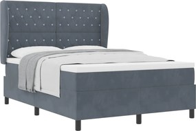 Postel s boxspringem s čelo Tmavě šedá 200 x 160 cm samet 3340881