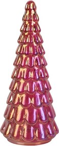 Růžová vánoční skleněná dekorace stromek - Ø 11*26 cm